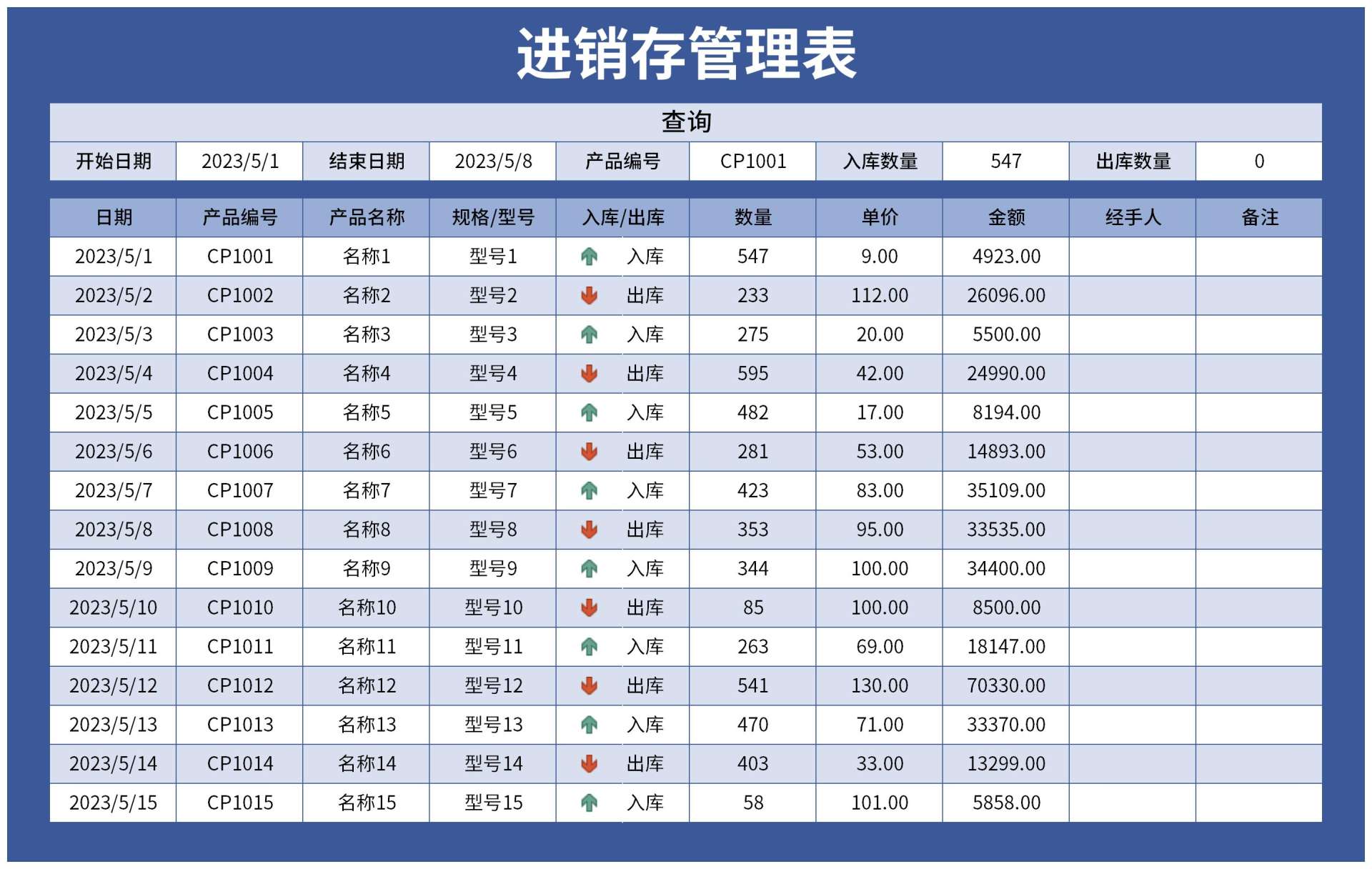 进销存管理表excel模板完美办公